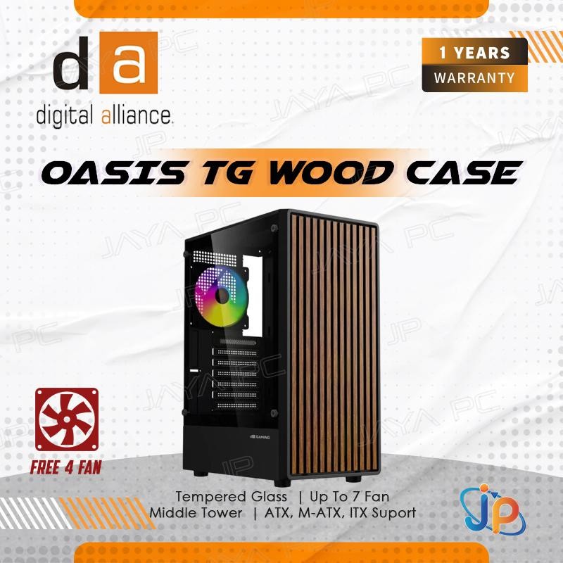 Jual Digital Alliance Oasis TG Wood CPU Case - Tempered Glass Casing | Shopee Indonesia