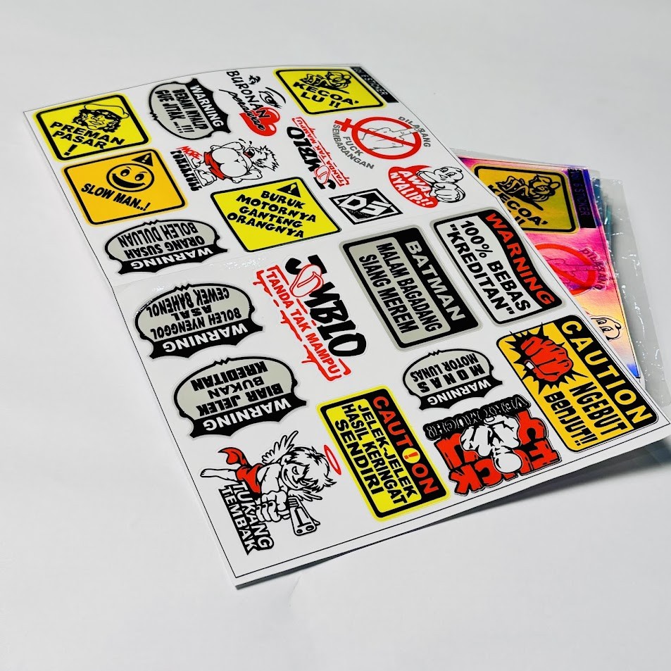 Jual Vol 6 Sticker Paket Kata-Kata Lucu & Warning - Hologram & Vinyl, Variasi Unik, Potongan ...