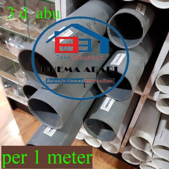 Jual RHEMA Paralon Pralon Pvc Pipa Air MASPION D Abu 3" inch (89mm) Harga Panjang Per 1 Meter ...