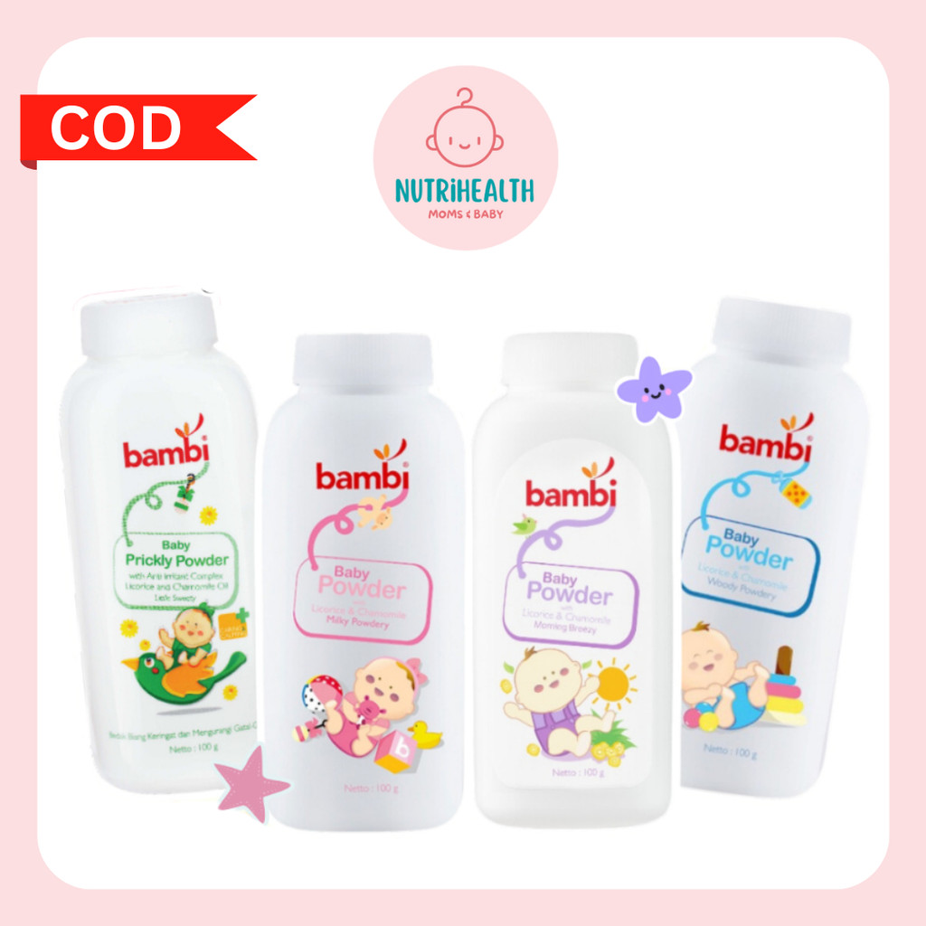Jual Bambi Baby Powder Bedak Bayi Woody Powdery Milky Powdery Prickly ...