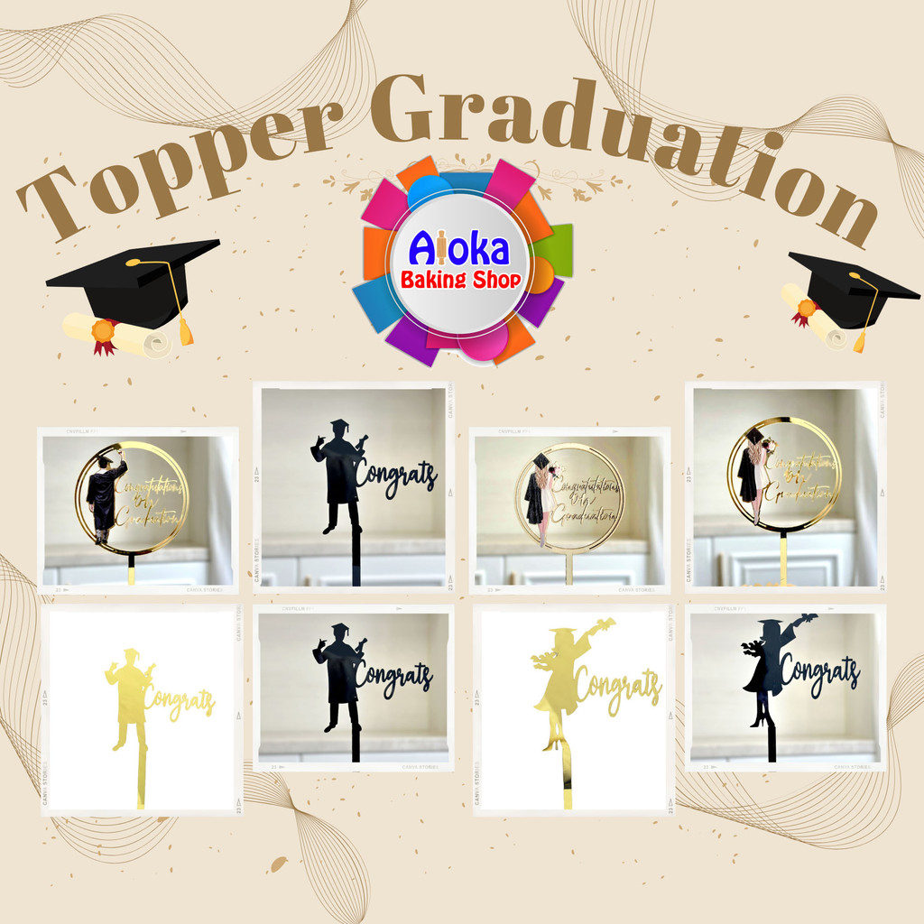 Jual Topper Akrilik Happy Graduation - Dekorasi Kue Wisuda / Kelulusan ...