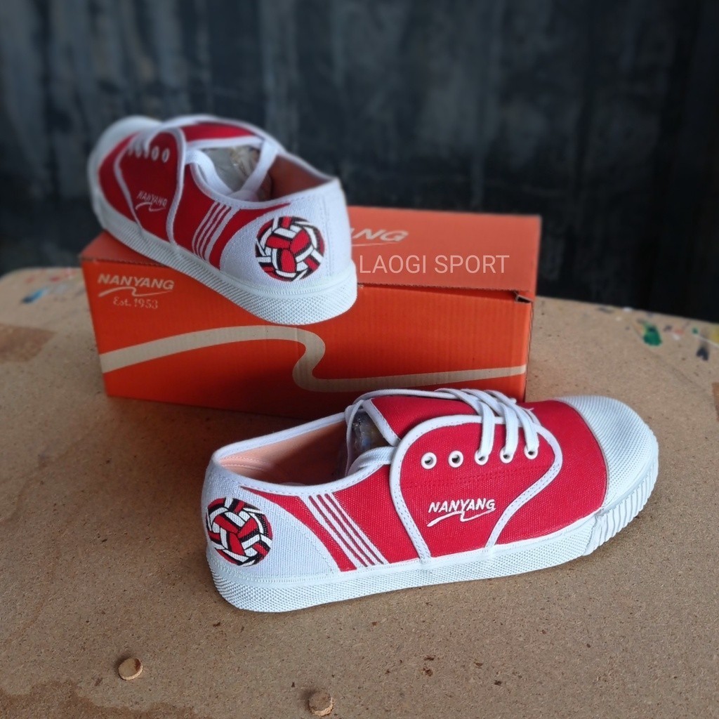 Jual Sepatu nanyang motif takraw merah putih | Shopee Indonesia