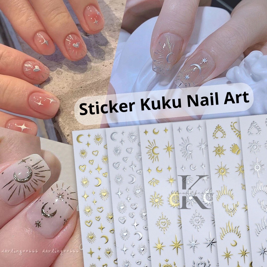 Jual Sticker Nail Art Bohemian Style Gold Silver / Sticker Kuku Nail ...