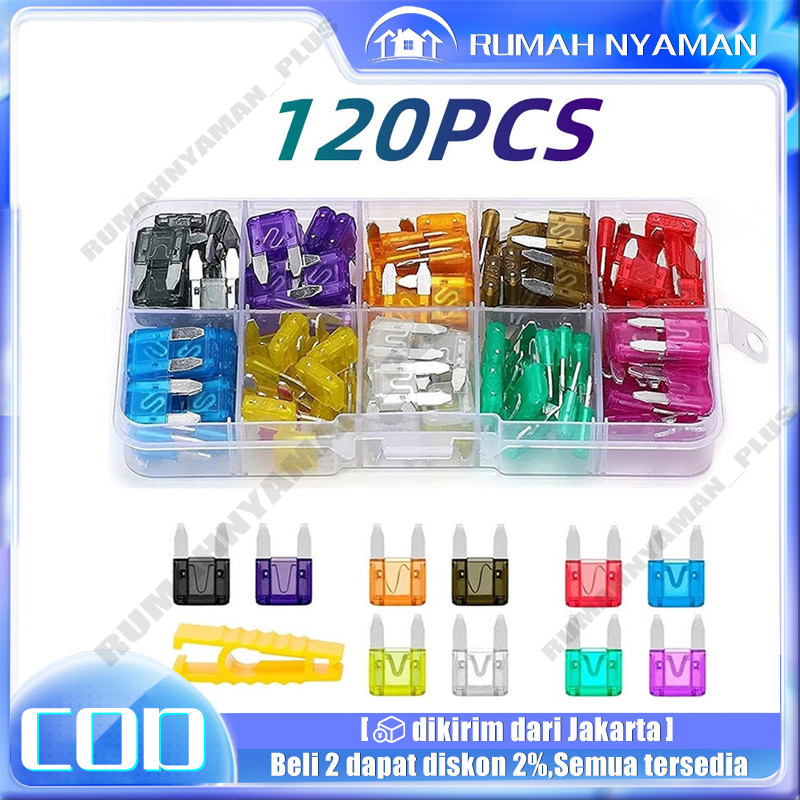 Jual 120 pcs Assortment Mobil Standar Blade Sekring (2A 3A 5A 7.5A 10A ...