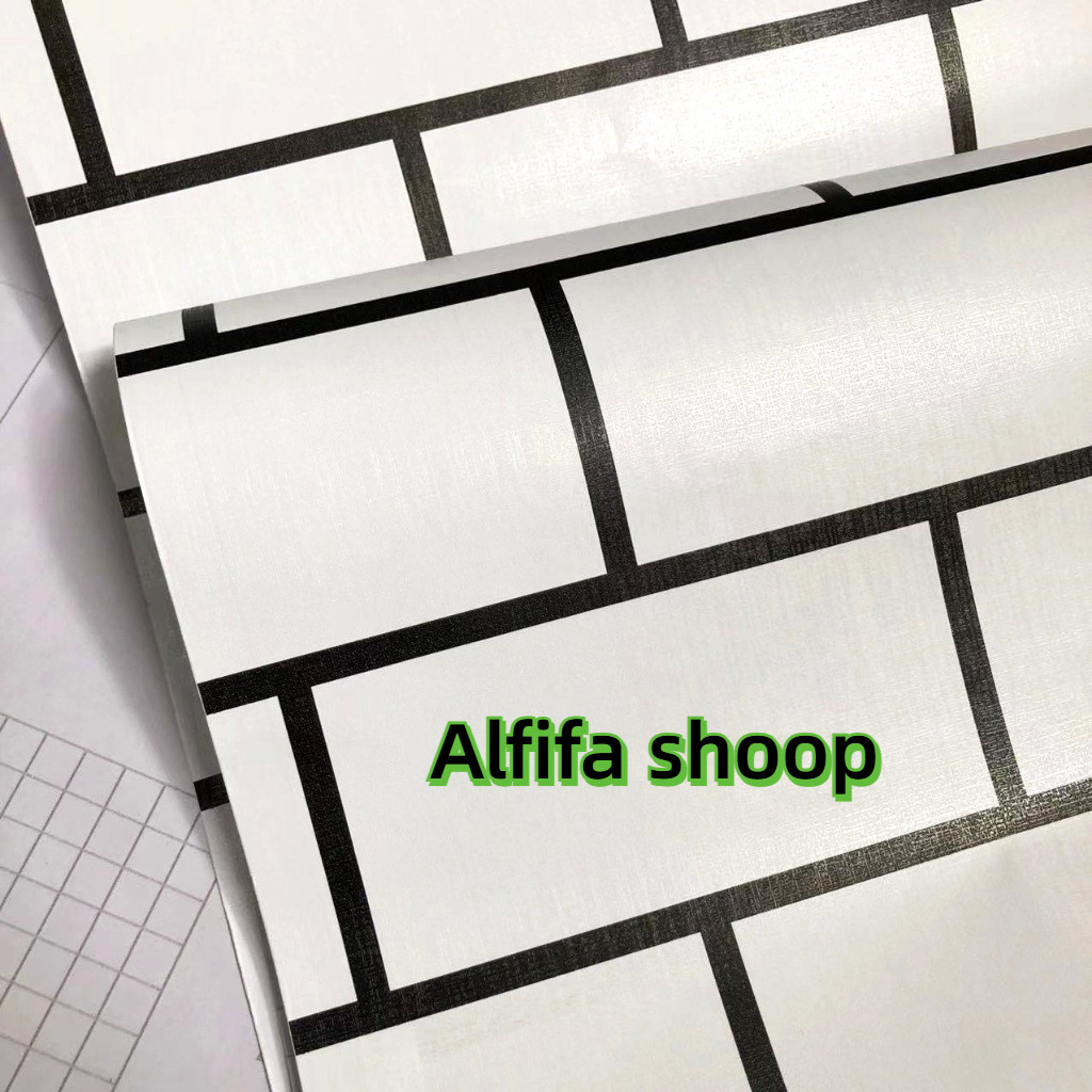 Jual PROMO COD Wallpaper Dinding Motif Bata Putih dan Bata Hitam List ...