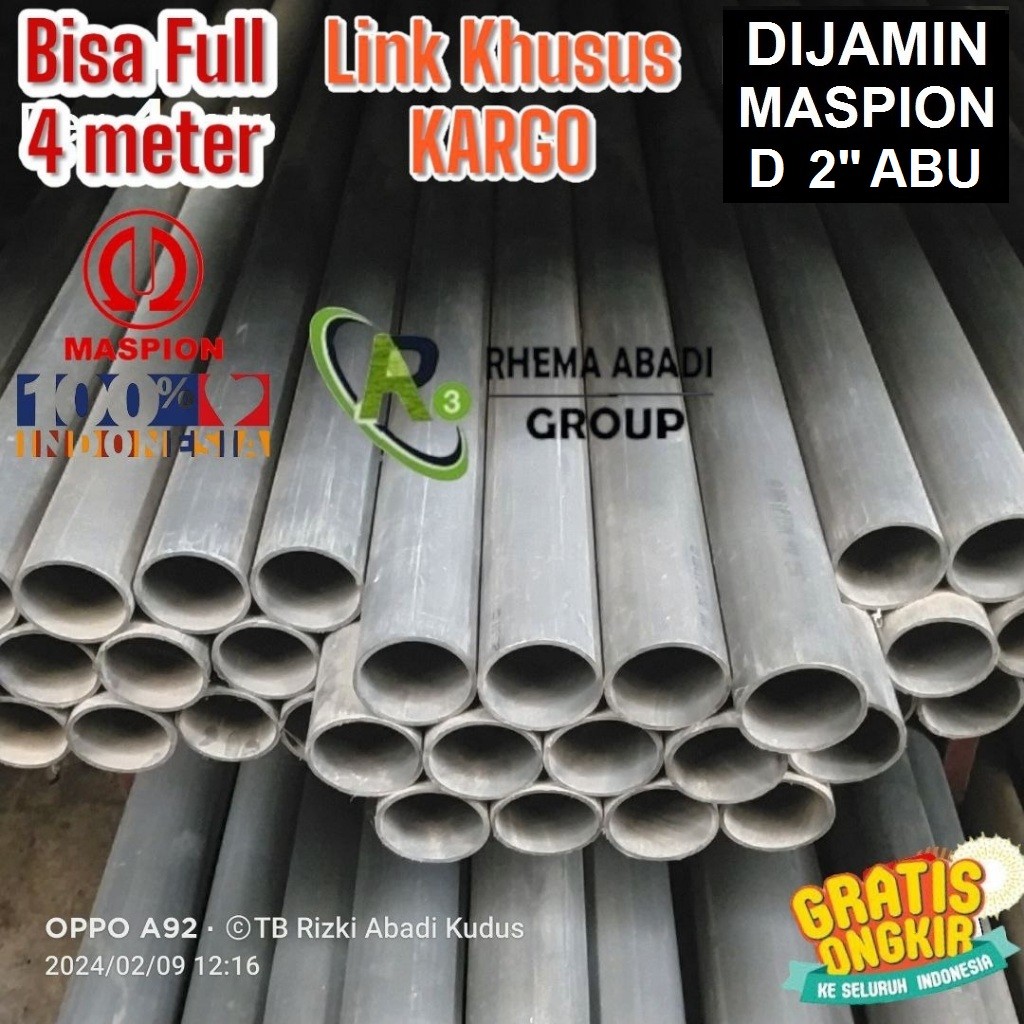 Jual Pralon Pvc Pipa Air MASPION D ABU 2" inch (60 mm) Paralon Batangan ...