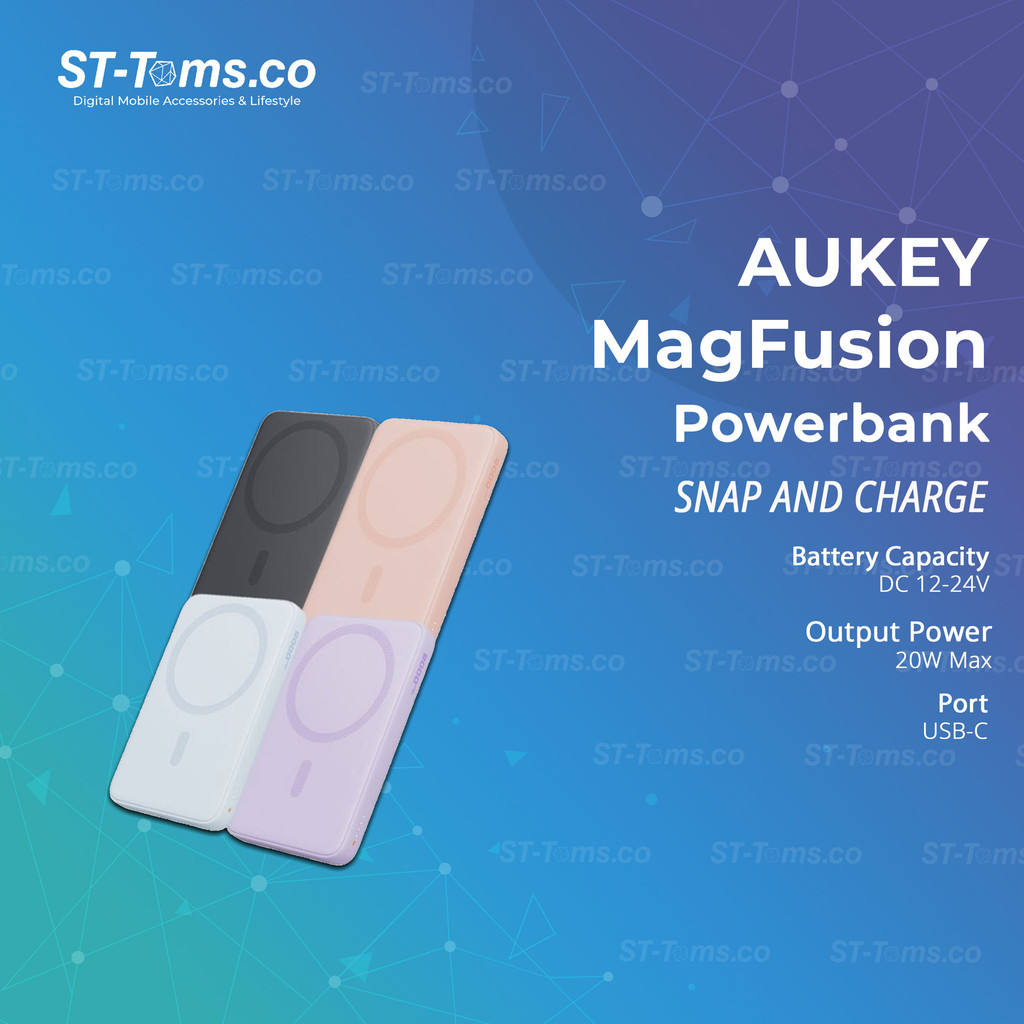 Jual Aukey MagFusion Slim Magnetic Wireless Powerbank Magsafe 5000mah USB-C 20W PD 3.0 - PB-MS03 ...