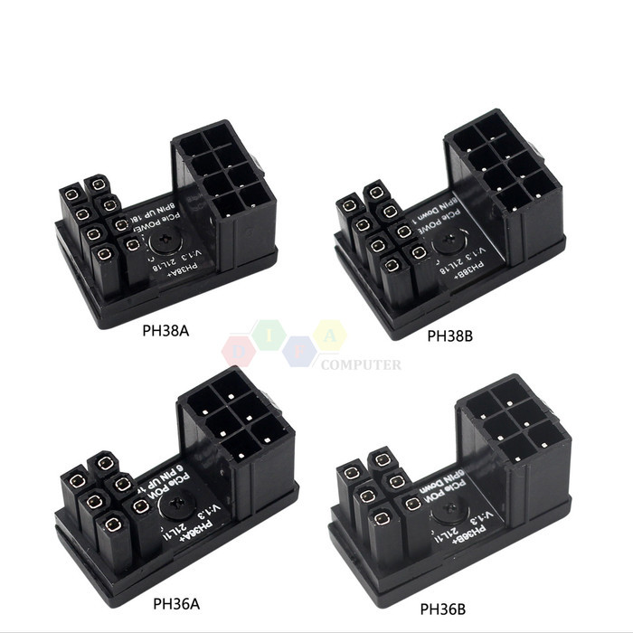 Jual PCIE 8 Pin Male VGA 180 Degree To 8 Pin Female Power Adapter GPU 6 ...