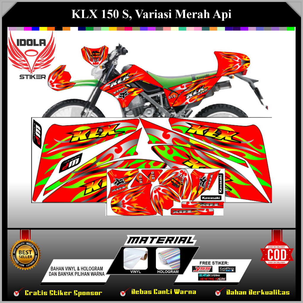 Jual Stiker Striping Variasi Yamaha KLX Series Motif Api Striping ...