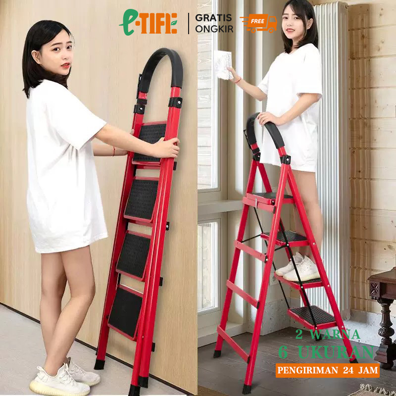 Jual E-TIFE Tangga Rumah Lipat Tangga Besi Lipat 3/4/5/6/7/8 Step Household Steel Ladder/ Tangga ...