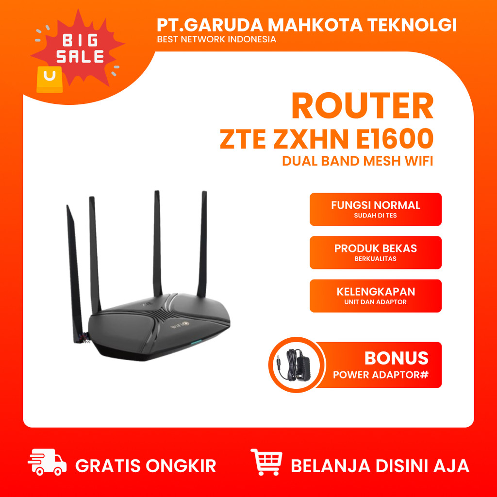 Jual Router Wireless Wifi ZTE ZXHN E1600 Wifi 6 Mesh Wifi Dual Band 2 ...