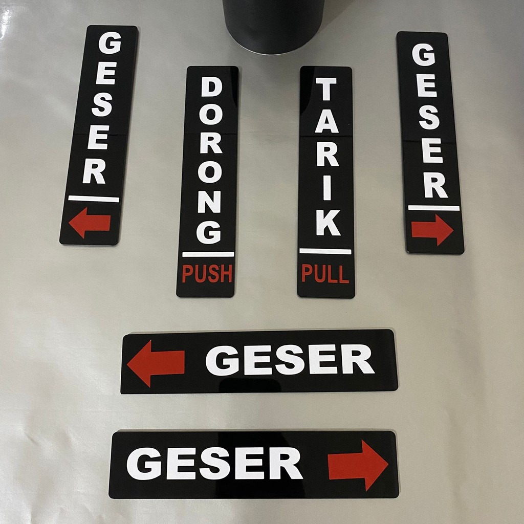 Jual YS AKRILIK PINTU DORONG TARIK GESER/SIGN AKRILIK SUDAH ADA PEREKAT ...