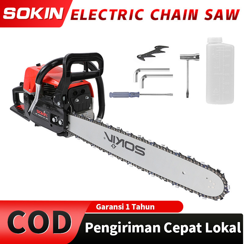 Jual SOKIN (Garansi 12 bulan) Mesin Potong Kayu 20inch bar Chain saw 58CC 2Tak Gergaji Potong ...
