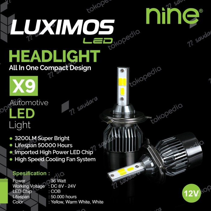Jual LAMPU LED MOBIL 3 WARNA X9 ECO9 LUMINOS LED H4/HS1 HI LOW - Putih ...