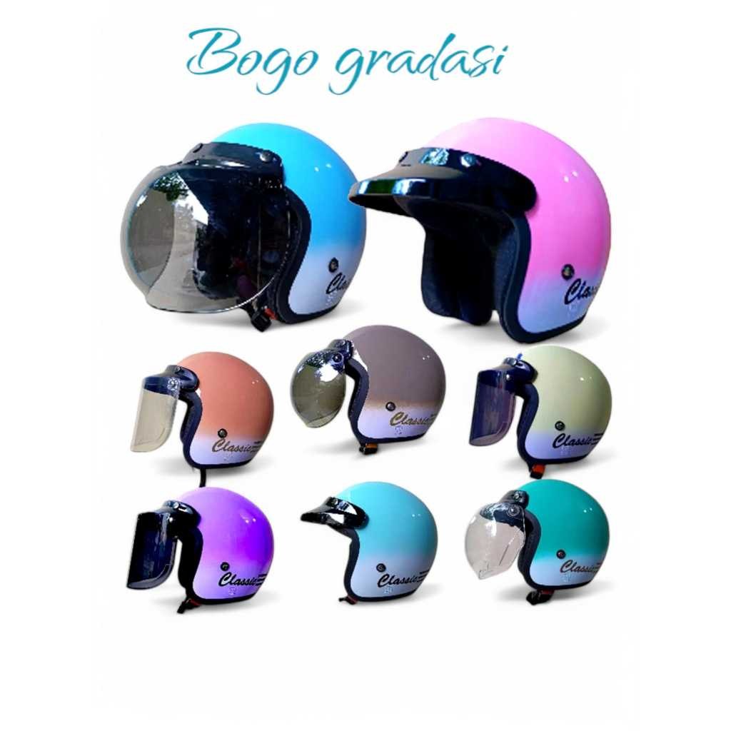 Jual HELM BOGO GRADASI DEWASA STANDAR SNI terbaru warna murah | Shopee ...