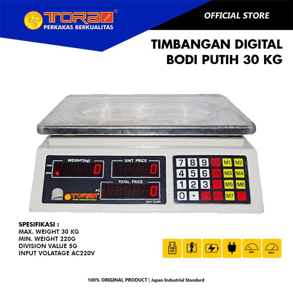 Jual TORA Timbangan Digital 30 Kg - Timbangan Buah, Sayur, Laundry ...