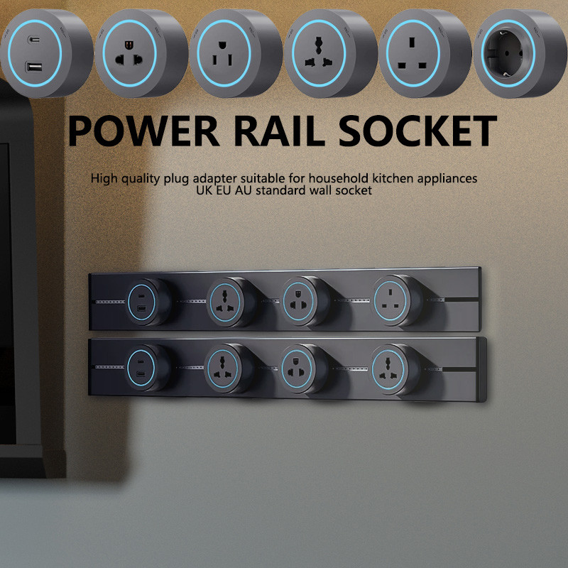 Jual 40cm 50cm Track Socket Wall Power Rail Movable Sockets High End ...
