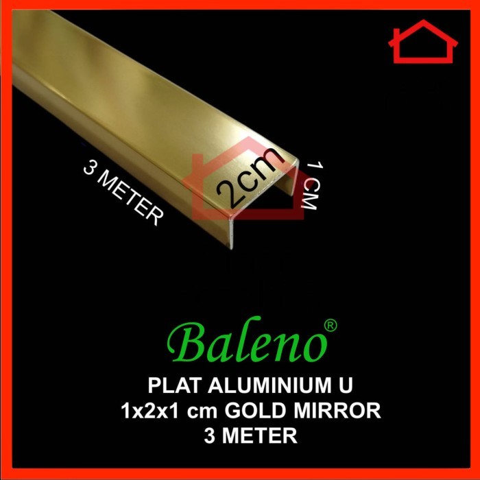 Jual Plat Aluminium List U Gold Mirror 10 x 20 x 10 mm / 1 x 2 x 1 cm ...