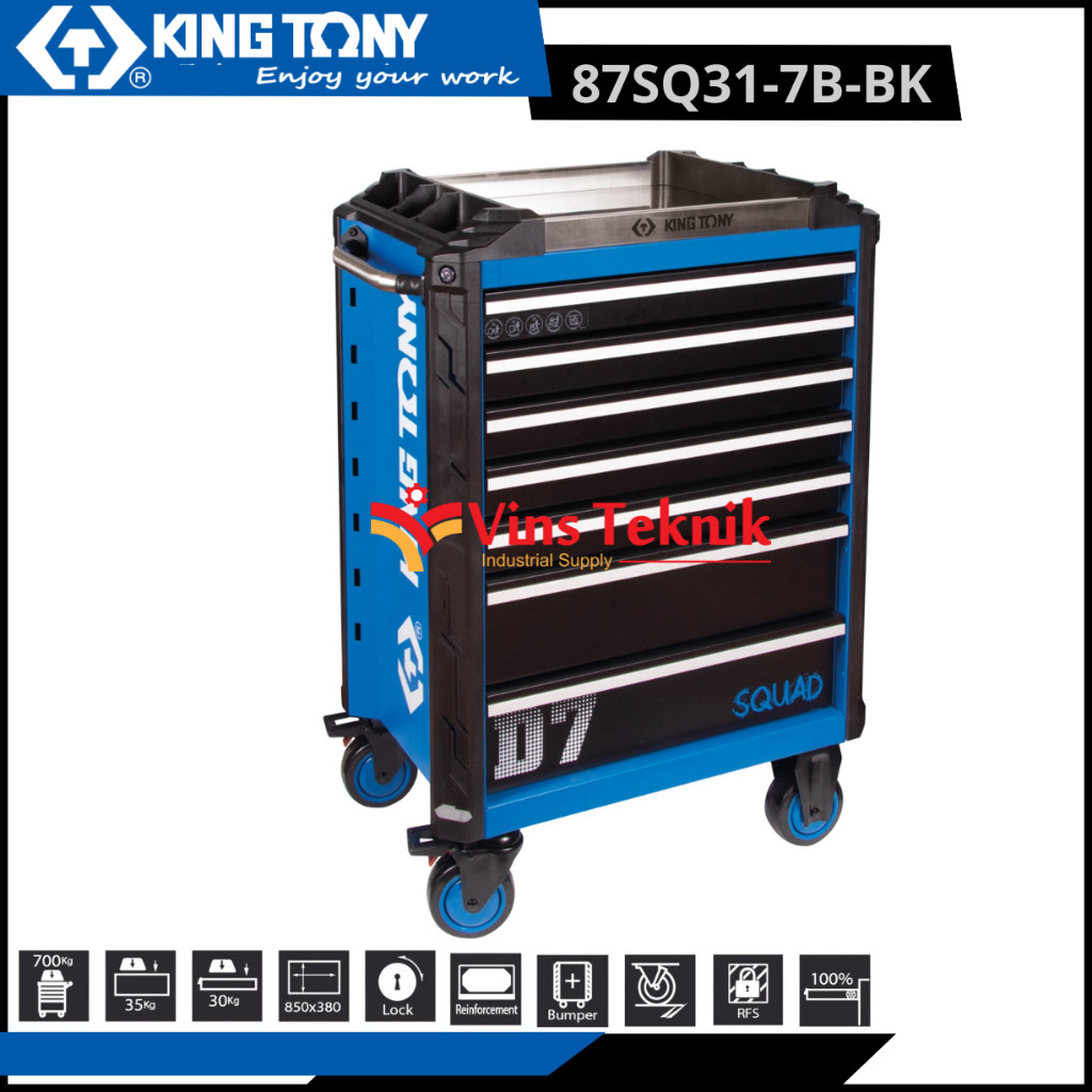 Jual Toolbox Trolly Kabinet 7 Drawer Tool Box KING TONY 87SQ31-7B-BK ...