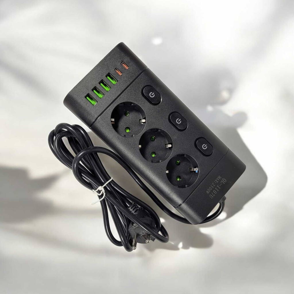 Jual QIAOLIAN Stop Kontak 3 Lubang USB Type C EU Plug 10A 110-250V 2500W - QL-1107U - AH ...