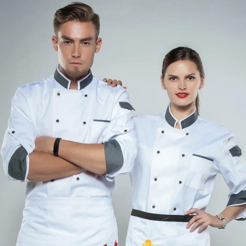 Jual Chef Jacket Long Adjustable Sleeve Men Women Unisex Cook Coat ...