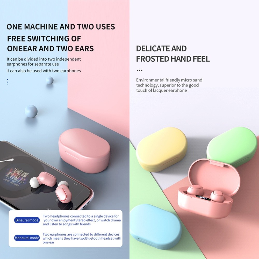 Jual E7S Headset Bluetooth power bank TWS with Mic 9D Bass Stereo ...