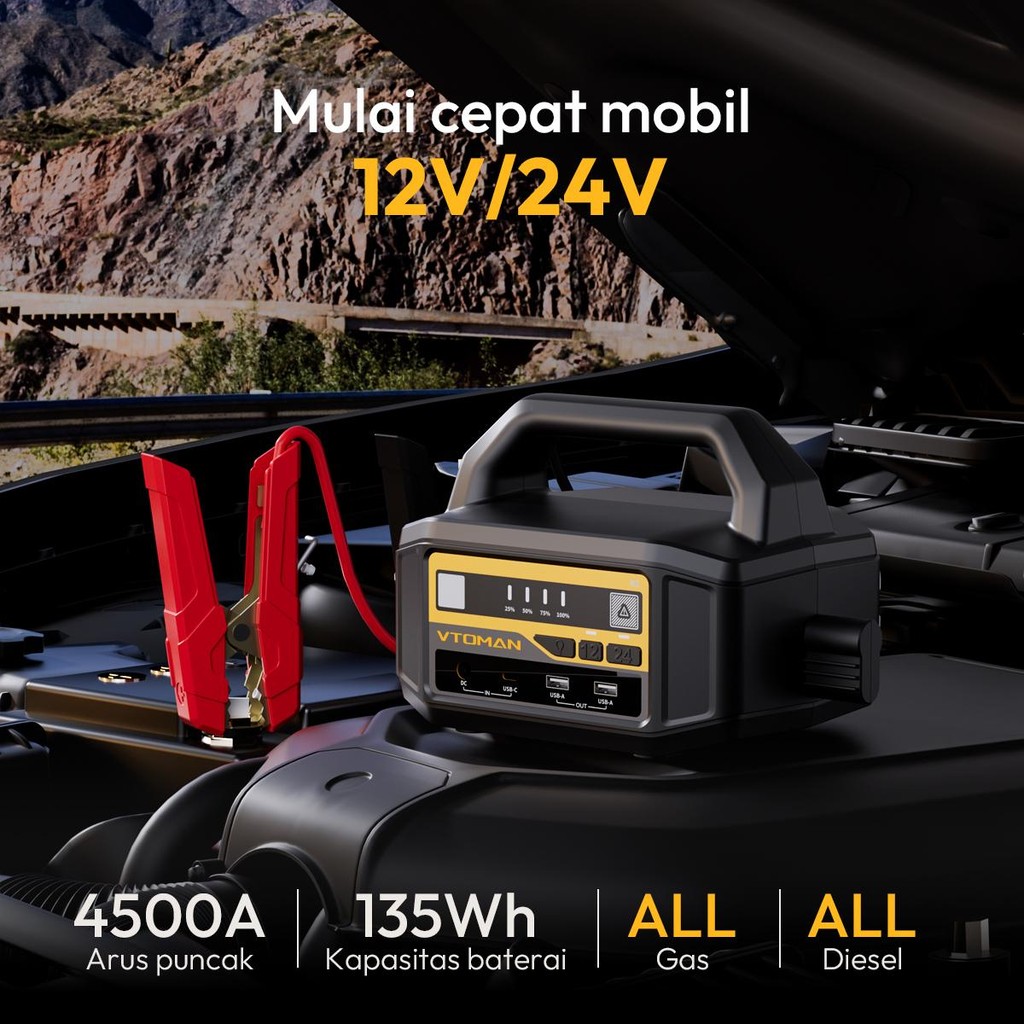 Jual VTOMAN V-Truck Jumper Aki Mobil 12V & 24V Kapasitas 135Wh Jumper ...