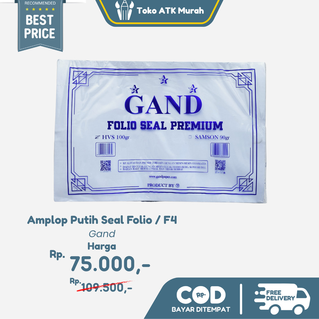 Jual Amplop Putih Folio Seal Gand F4 100gr isi 100 Lembar | Shopee Indonesia