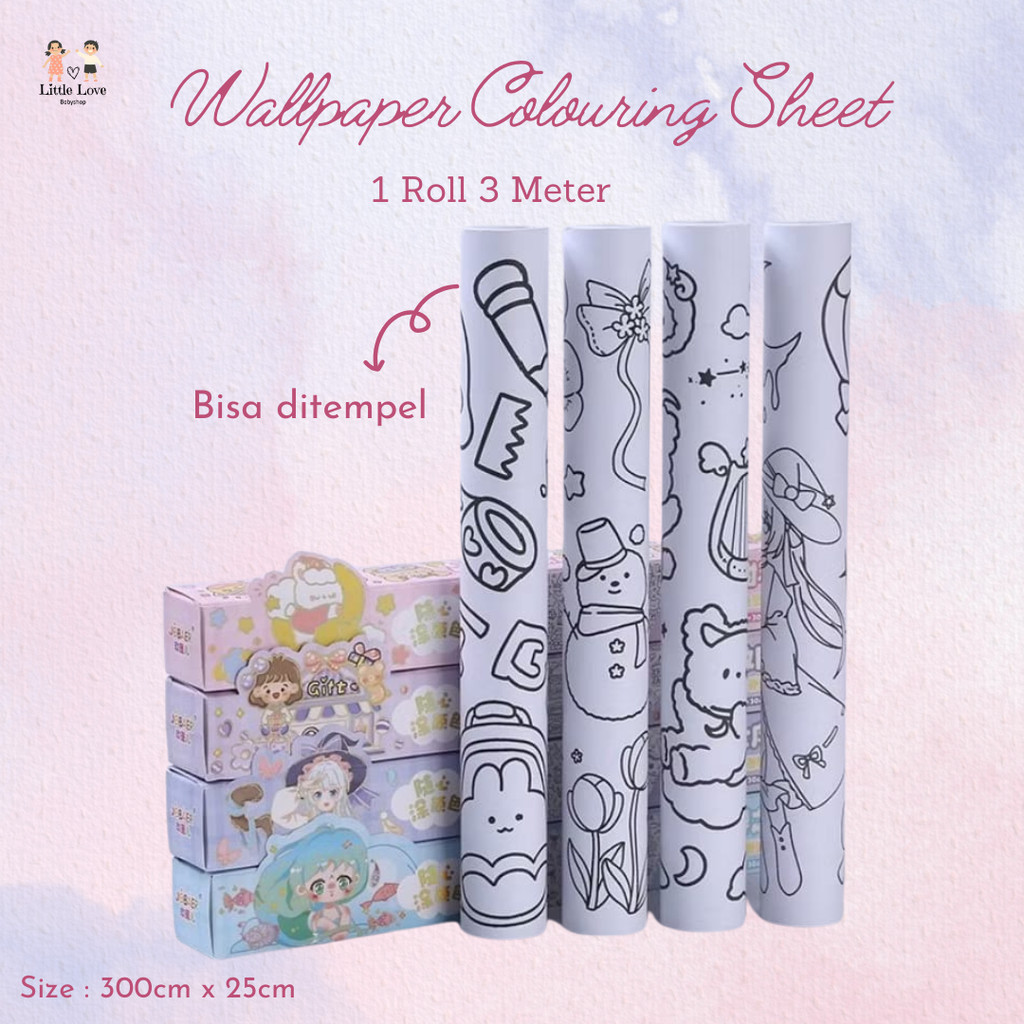 Jual Littlelove ROLL KERTAS MEWARNAI 3meter Kertas Mewarnai Stiker Roll ...