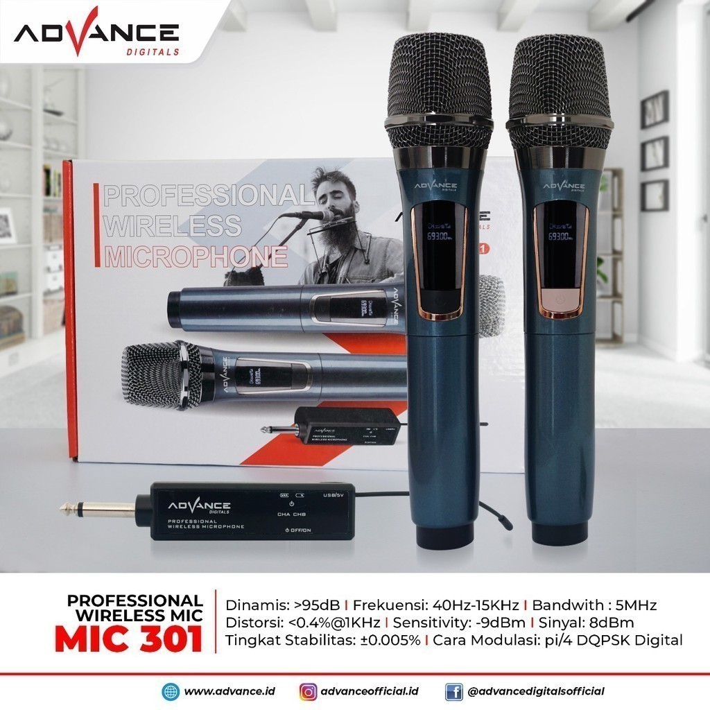 Jual Mic Wireless 301 Advance / Mic Double Wireless / Mic 205 Advance ...