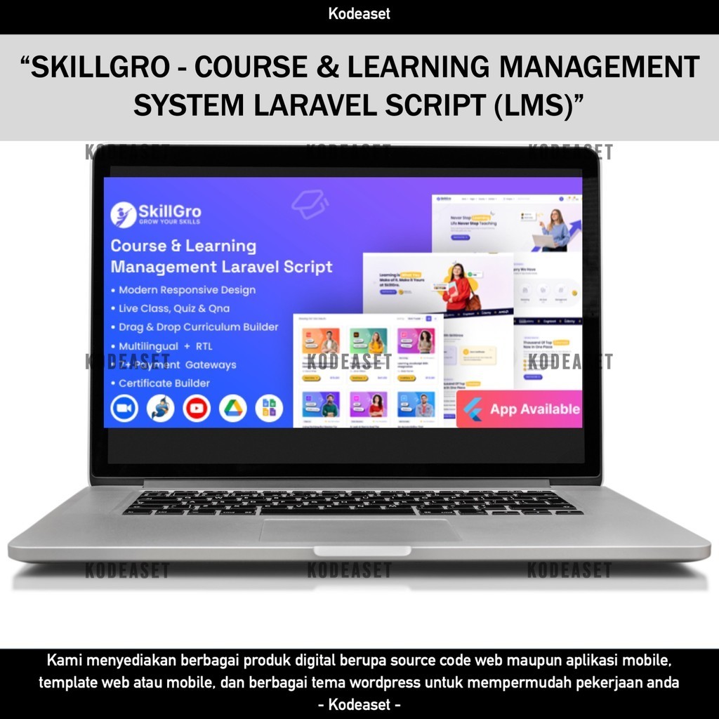 Jual SOURCE CODE APLIKASI WEB SKILLGRO - COURSE & LEARNING MANAGEMENT SYSTEM LARAVEL SCRIPT (LMS ...