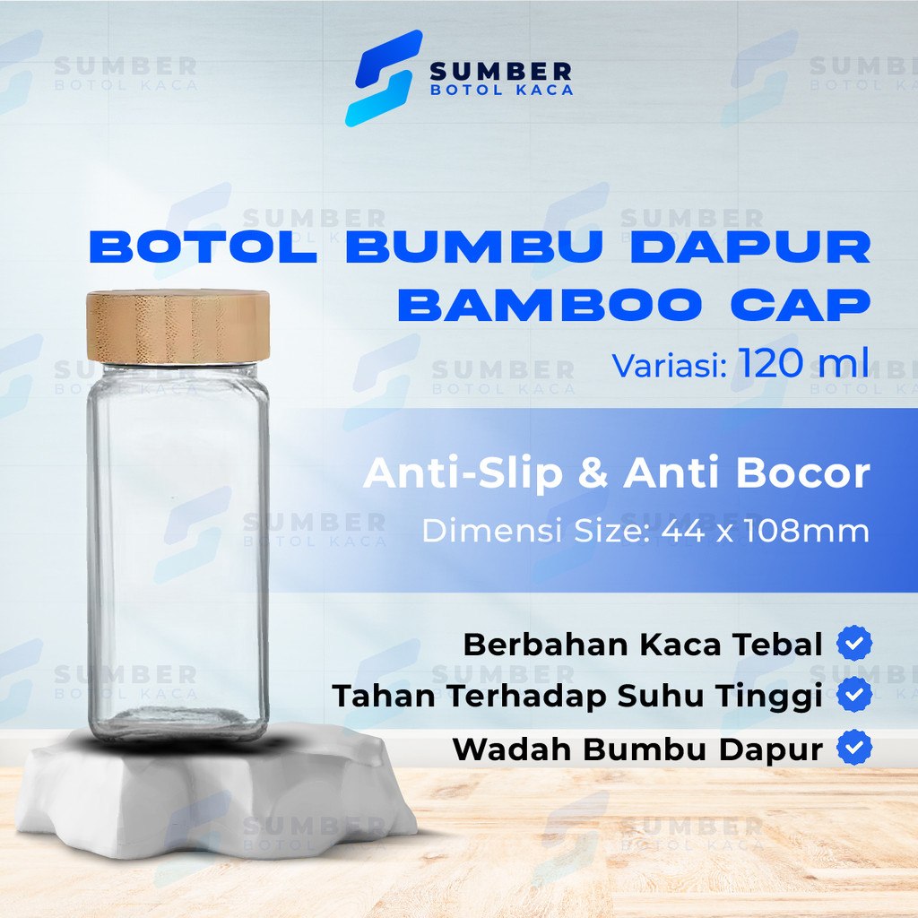 Jual Botol Bumbu Kaca Cap Bambu, Botol Bubuk, Jar Bening Bumbu Dapur ...