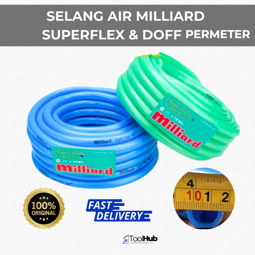 Jual Selang air 5/8 dan 3/4 inch MILLIARD SUPERFLEX & DOFF ( per meter ) selang metalik miliard ...