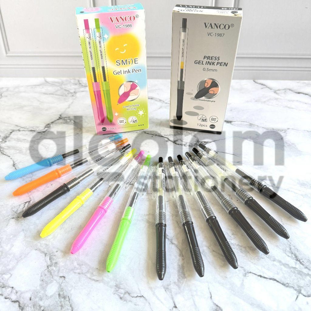 Jual SELUSIN ( 12 PCS ) Gel Ink Pen Smile Vanco VC-1986 Gel Ink Pen ...