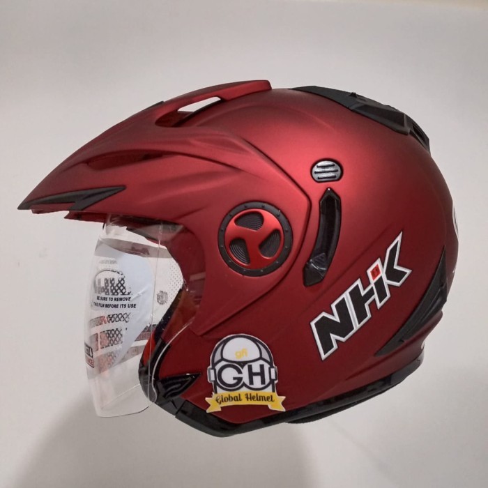 Jual Helm NHK Halfface NHK Aviator Solid Royal Red Doff Helm NHK Helm ...