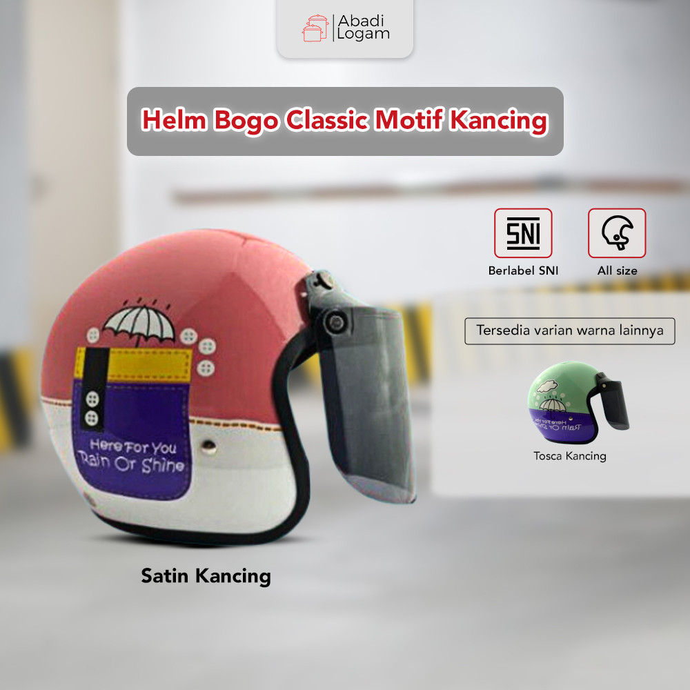 Jual Helm Bogo Dewasa Klasik Retro SNI Motif Kancing Unik - Stylish ...