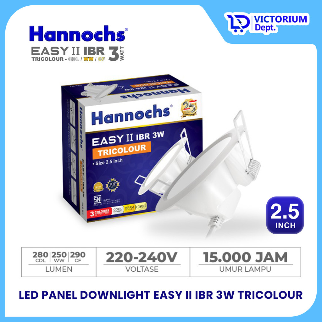 Jual VICTORIUM- HANNOCHS LED PANEL DOWNLIGHT EASY II IBR 3W TRICOLOUR 2.5" CAHAYA PUTIH / KUNING ...
