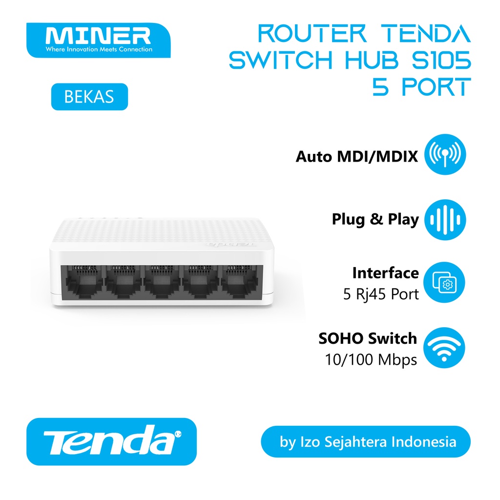 Jual Switch HUB Tenda S105 5 Port 10/100Mbps Fast Ethernet | Shopee ...