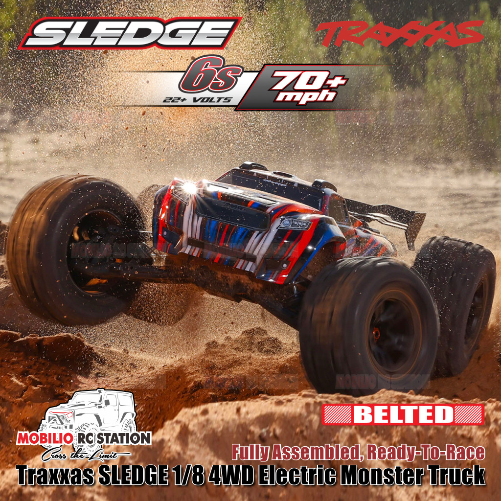Jual Traxxas SLEDGE 1/8 Monster Truck 6s Brushless 2.4GHz 4WD RTR TQI TSM Belted Tires | Shopee ...