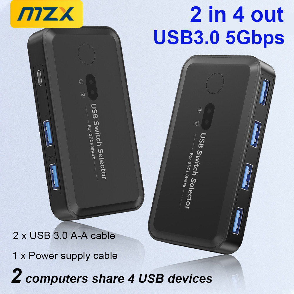 Jual MZX USB 3.0 Switch KVM Switcher Selector KM Hub Docking Station Dock 2 Computer Laptop PC ...
