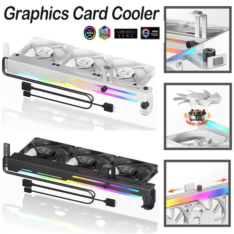 Jual Graphics Card Cooler With ARGB 5V 3Pin LED and 3x80mm Cooling PWM ...