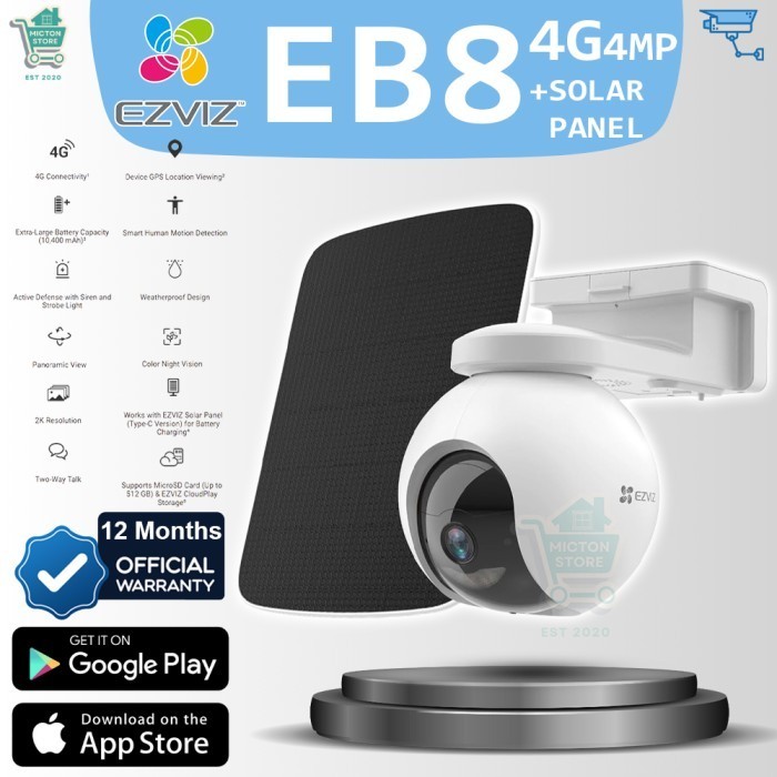 Jual BUNTON EZVIZ EB8 4G + Solar Panel-E (Type-C) 2K Resolution CCTV ...