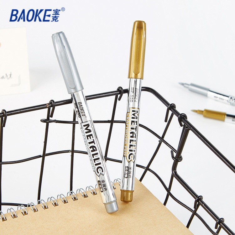 Jual BAOKE Spidol Metalik / Metallic Permanent Marker Pen Gold Silver ...