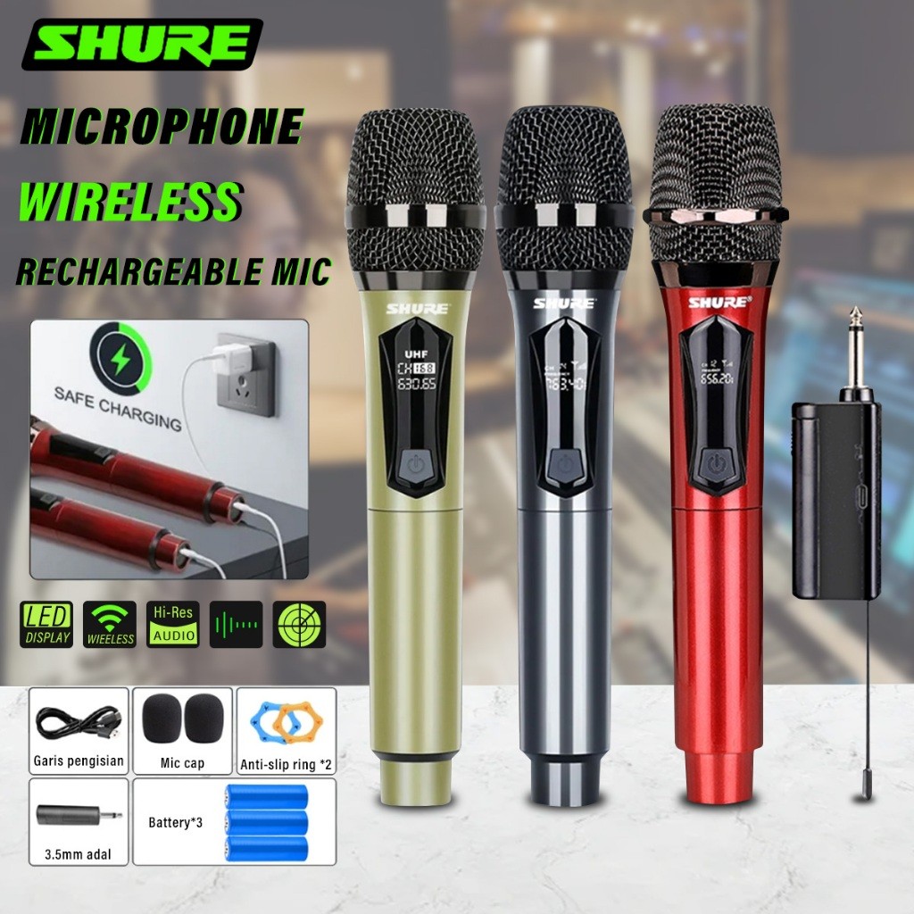 Jual SHURE 302 Mic Wireless Advance mic Karaoke tanpa kabel UHF ...