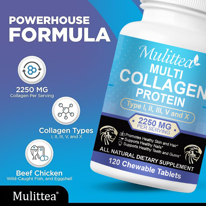 Jual Mulittea Collagen Chewable Tablets 2250mg Anti-aging, healthy ...