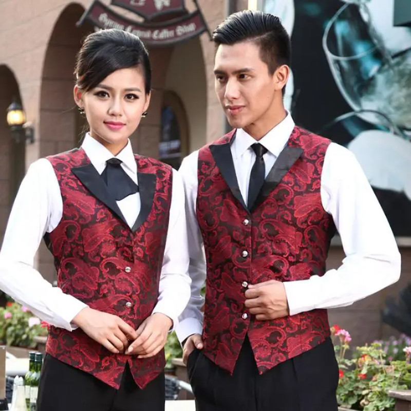 Jual KTV Waiter Vest Nightclub Work Tops Attendant Uniform Spring Red ...