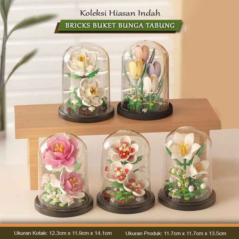Jual Brick Bunga Tabung Ornamental Model Transparan Yang Indah/Mainan ...