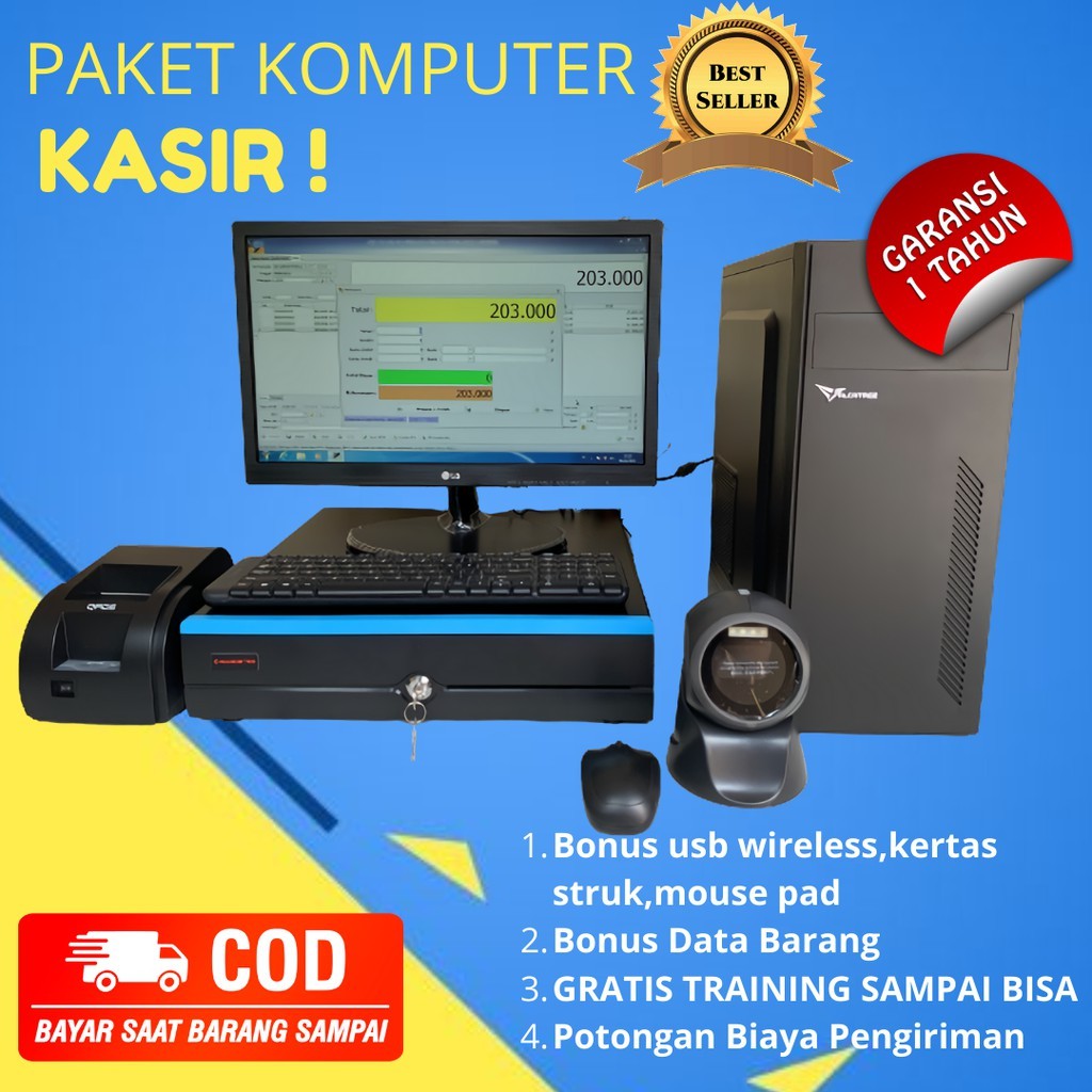 Jual KOMPUTER KASIR LENGKAP DENGAN APLIKASI KASIR SATU SET SIAP PAKAI MESIN KASIR MURAH | Shopee ...