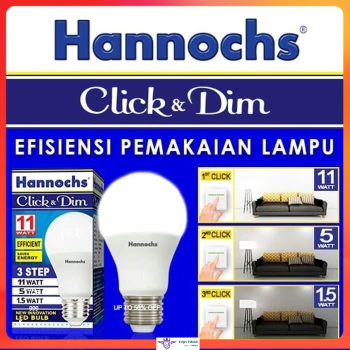 Jual HANNOCHS Lampu LED Click & Dim 10W - 3 Tingkat Kecerahan - Putih ...