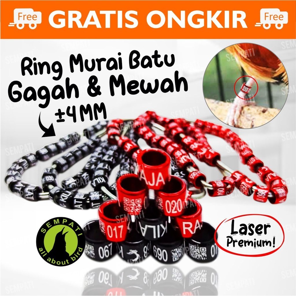 Jual SEMPATI Ring Murai Laser Ring Penanda Kaki Burung Murai Gelang Stainless Barcode Cincin ...